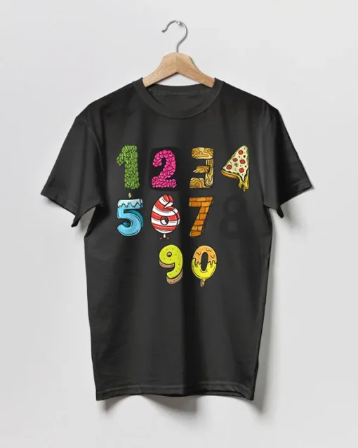 Numbers Day T-Shirt School Maths Day Costume Pizza Ice Cream Sweets ...